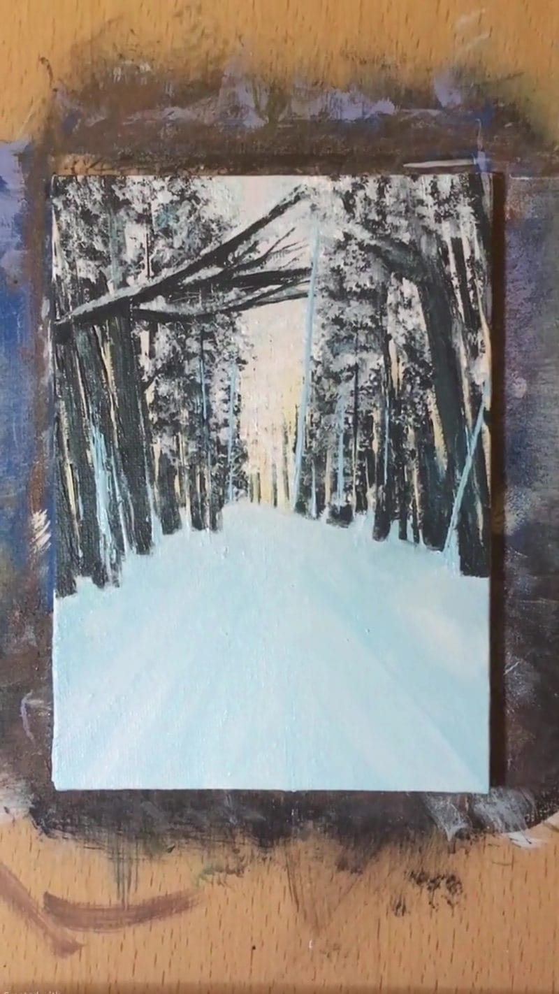 HOW TO PAINT A WINTER SNOW SCENE - Meena Mendi